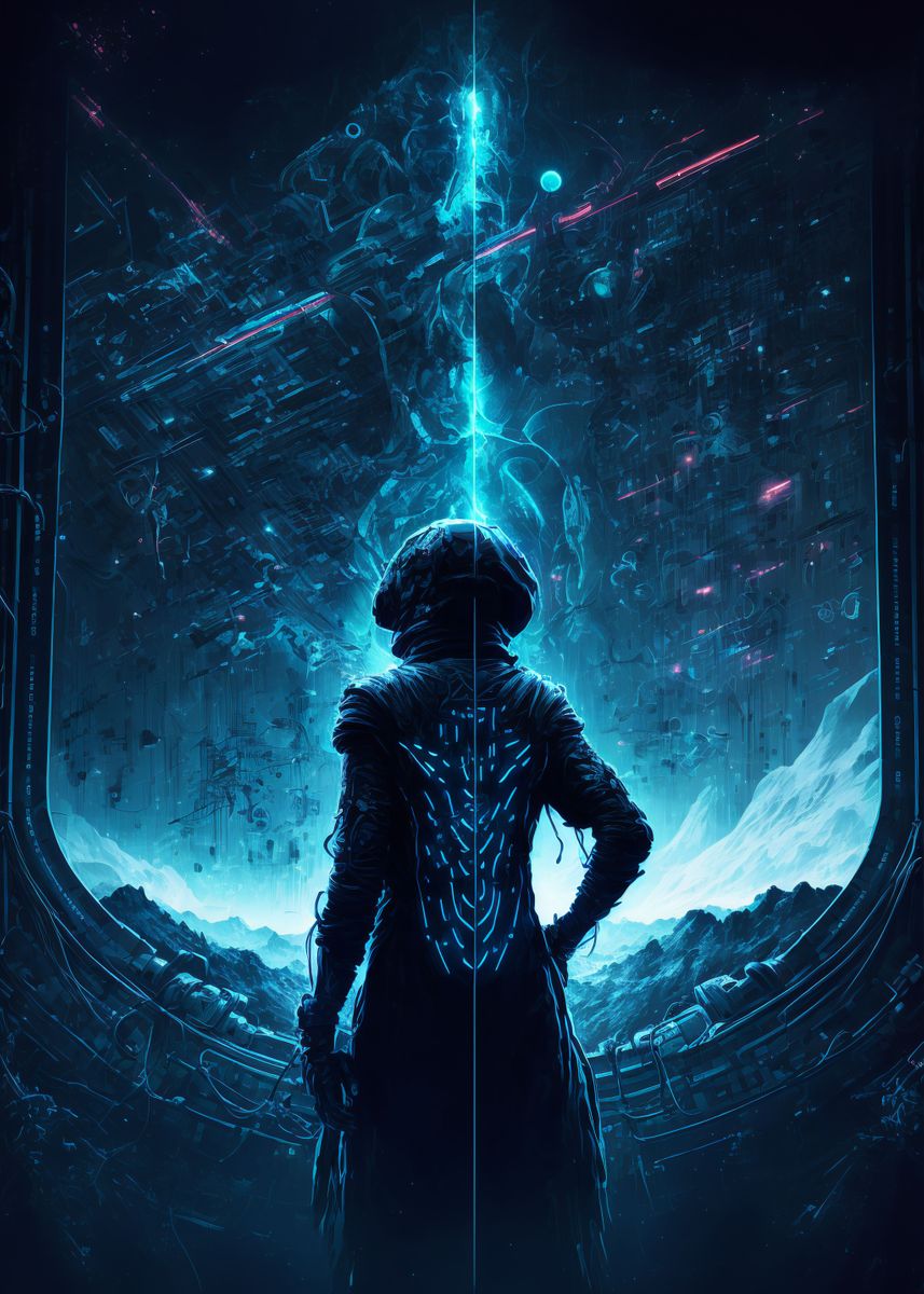 'Astronauts and Blue World' Poster, picture, metal print, paint by ...