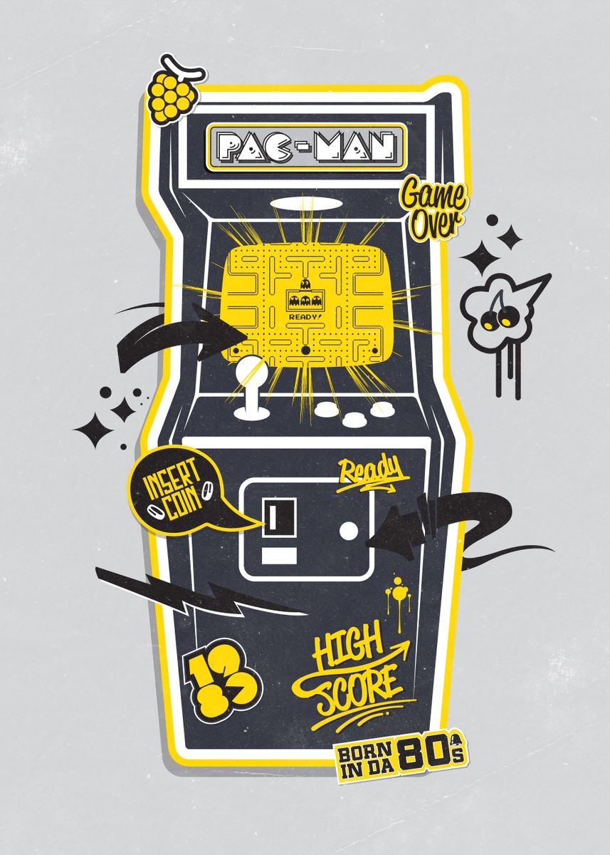 'PAC-MAN Arcade Cabinet' Poster, picture, metal print, paint by PAC-MAN ...