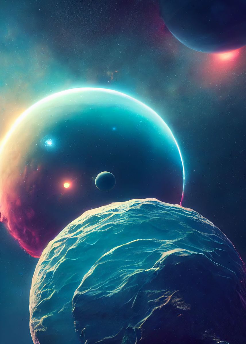 'Planets in sideral space' Poster by HildaWarren Studio | Displate