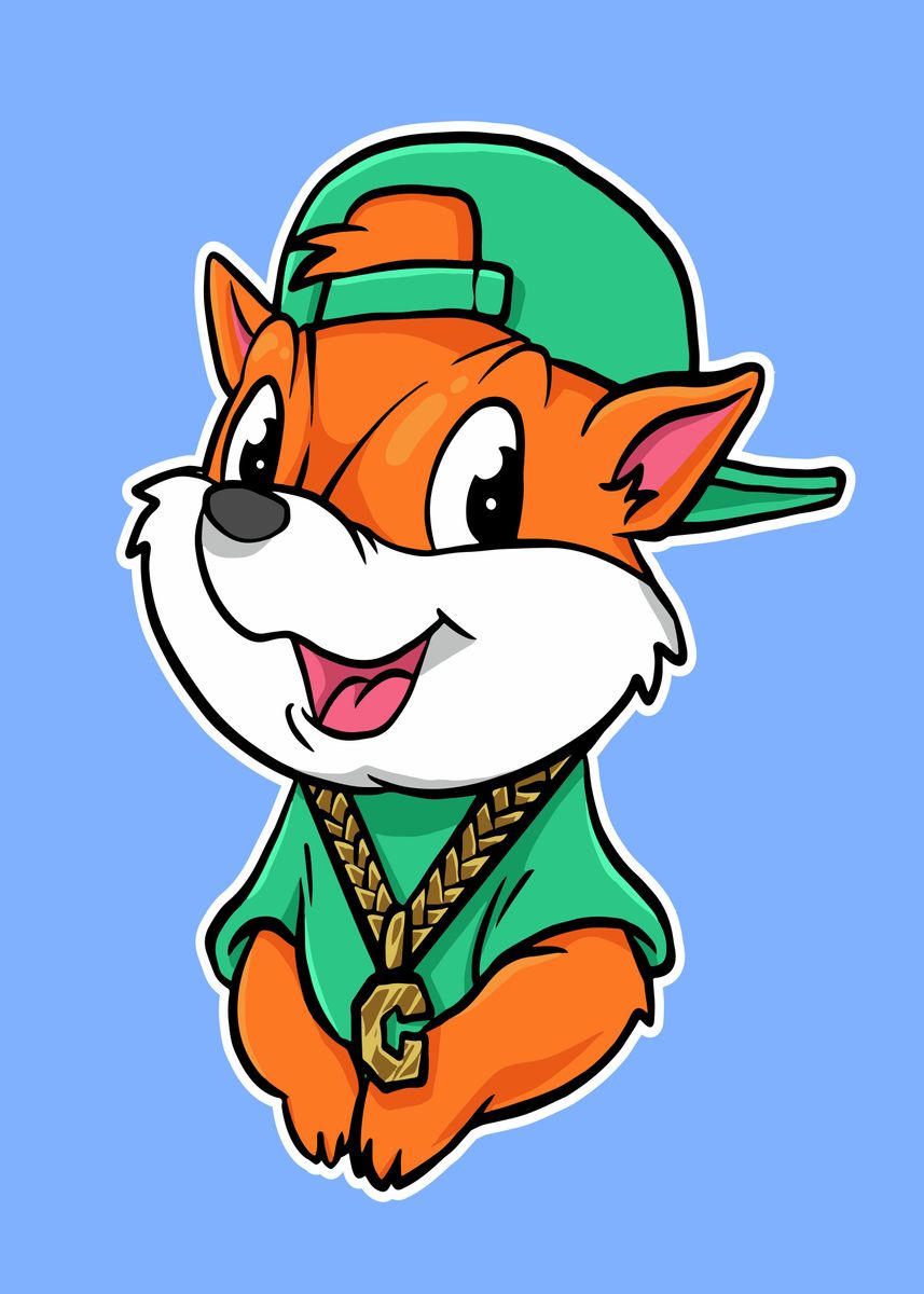 'Cute fox rapper' Poster, picture, metal print, paint by ...