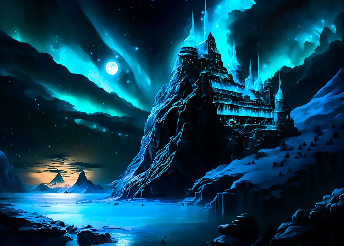 'Castle on mountain' Poster by Kink Art | Displate