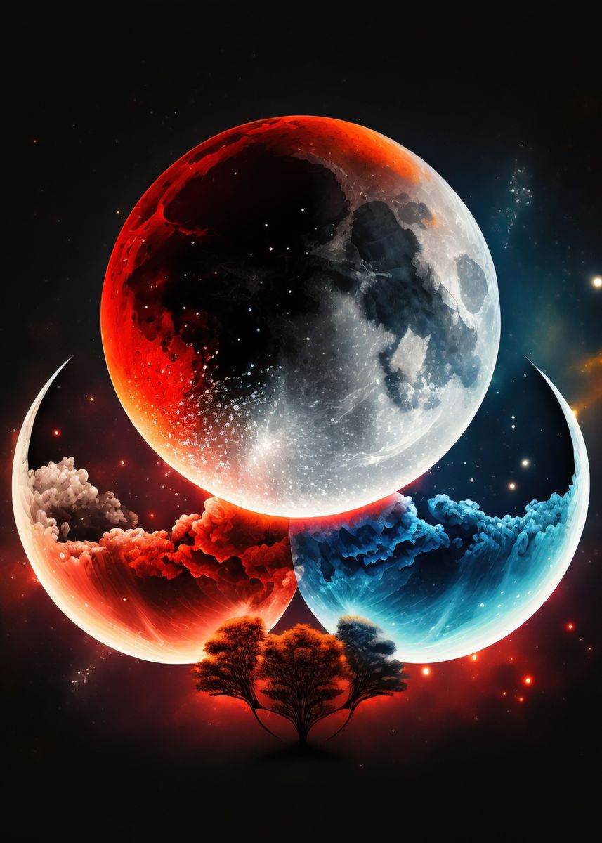 'Enchanted Moon' Poster, picture, metal print, paint by Ali Ch | Displate