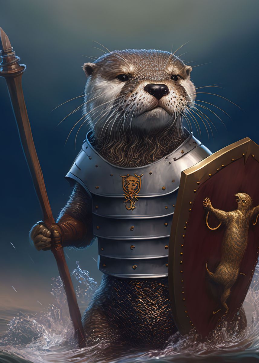 'Otter Warrior' Poster, picture, metal print, paint by Funny Game ...