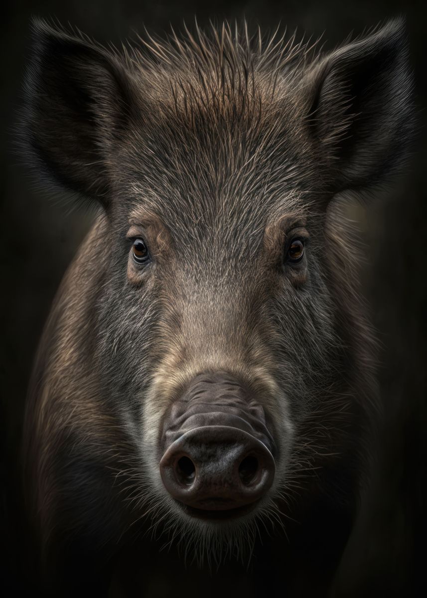 'Wild boar portrait' Poster, picture, metal print, paint by Byrdyak ...
