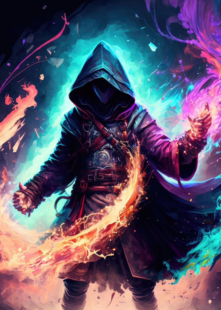 'Wizard Warlock Mage' Poster, picture, metal print, paint by Bookster ...