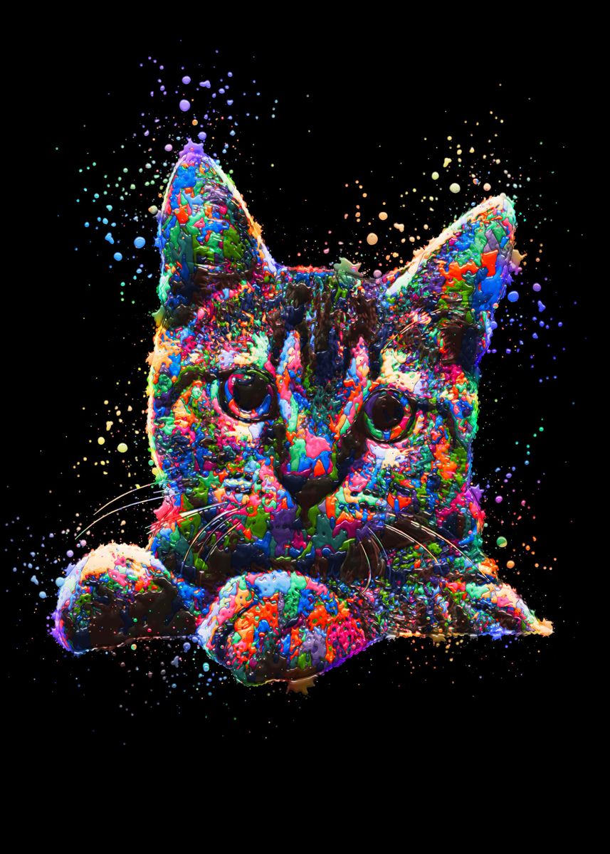 'Cat Wait Master Painting' Poster, picture, metal print, paint by ...