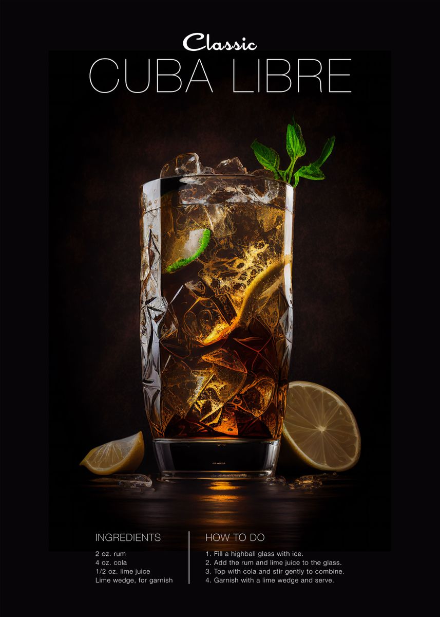 'Cuba Libre Cocktail' Poster, picture, metal print, paint by Digital ...