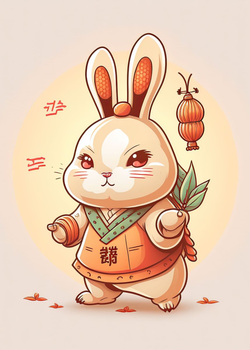 'Rabbit Japan Cute ' Poster, picture, metal print, paint by Desiree ...