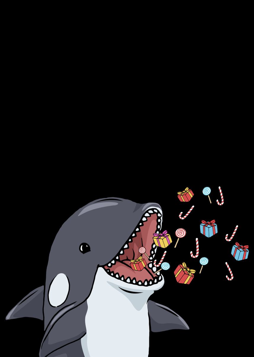 'Christmas Orca Whale Gift' Poster, picture, metal print, paint by ...