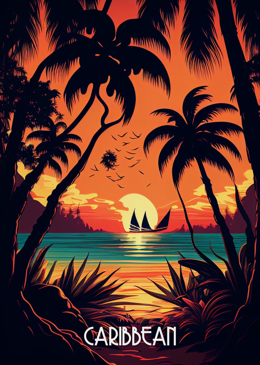 'Caribbean' Poster, picture, metal print, paint by Posterlicious | Displate