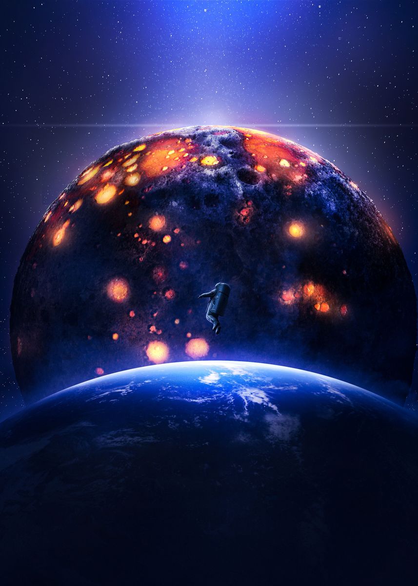 'Moon fall' Poster, picture, metal print, paint by Joachimpsart | Displate