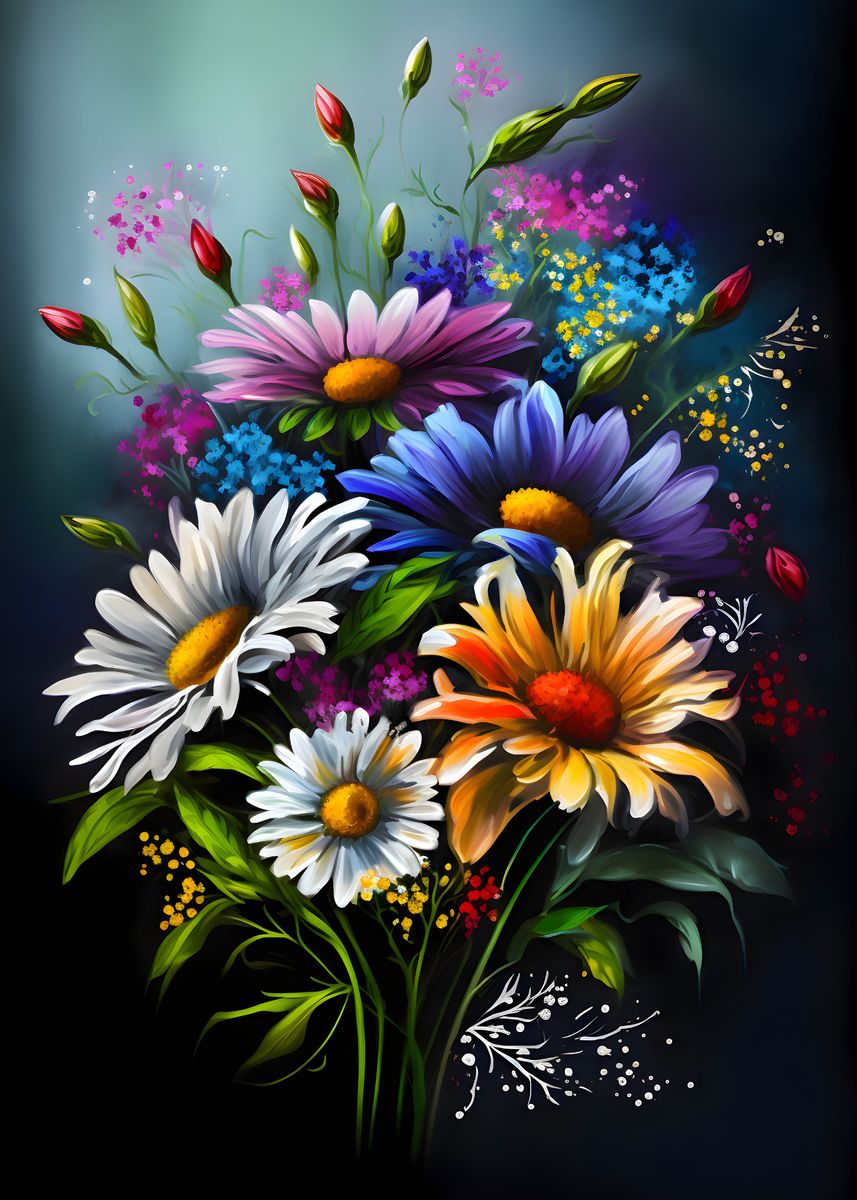 'Colorful Flowers 682' Poster, picture, metal print, paint by Jamestar ...