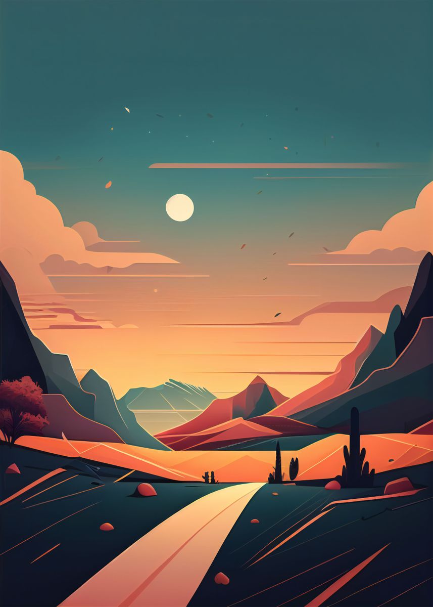 'Landscape Flat Design' Poster by DB P | Displate