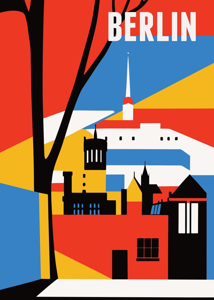 'Berlin Architecture Poster' Poster, picture, metal print, paint by ...