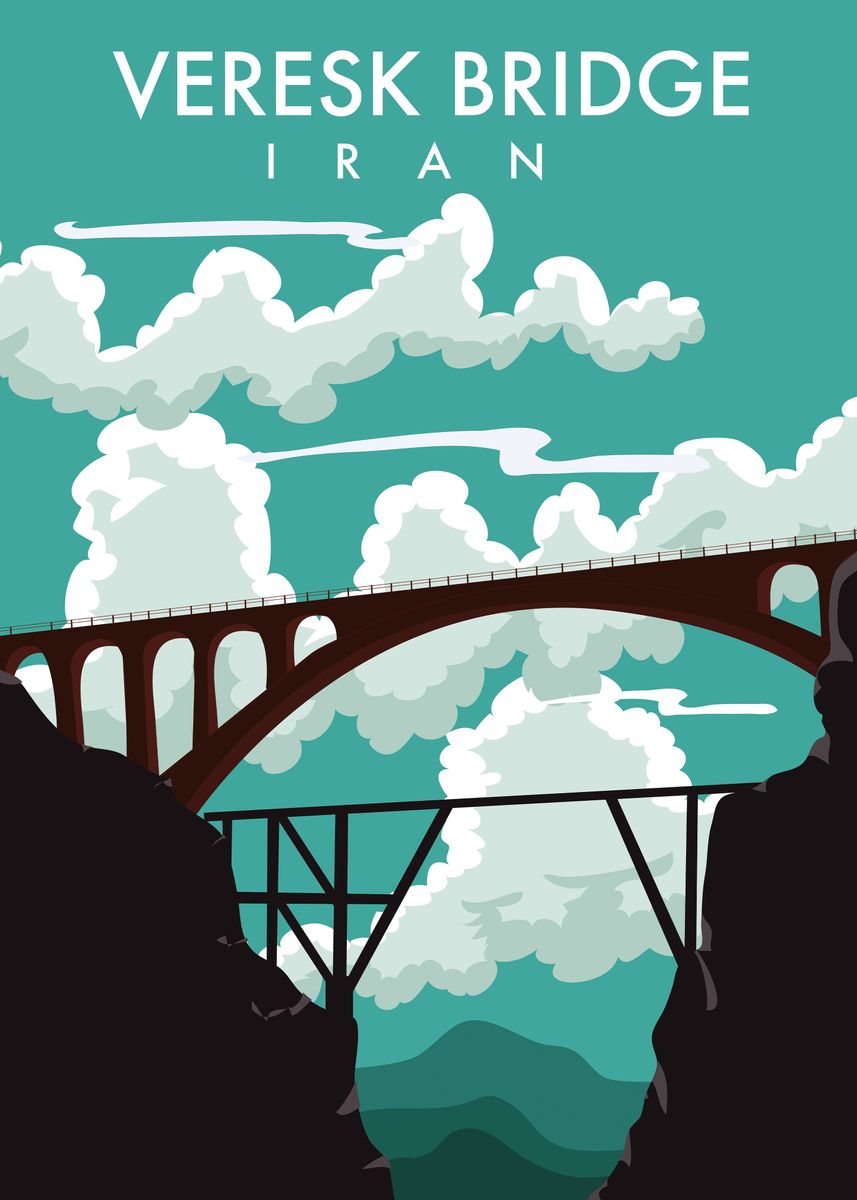 'Veresk Bridge Iran travel ' Poster, picture, metal print, paint by ...