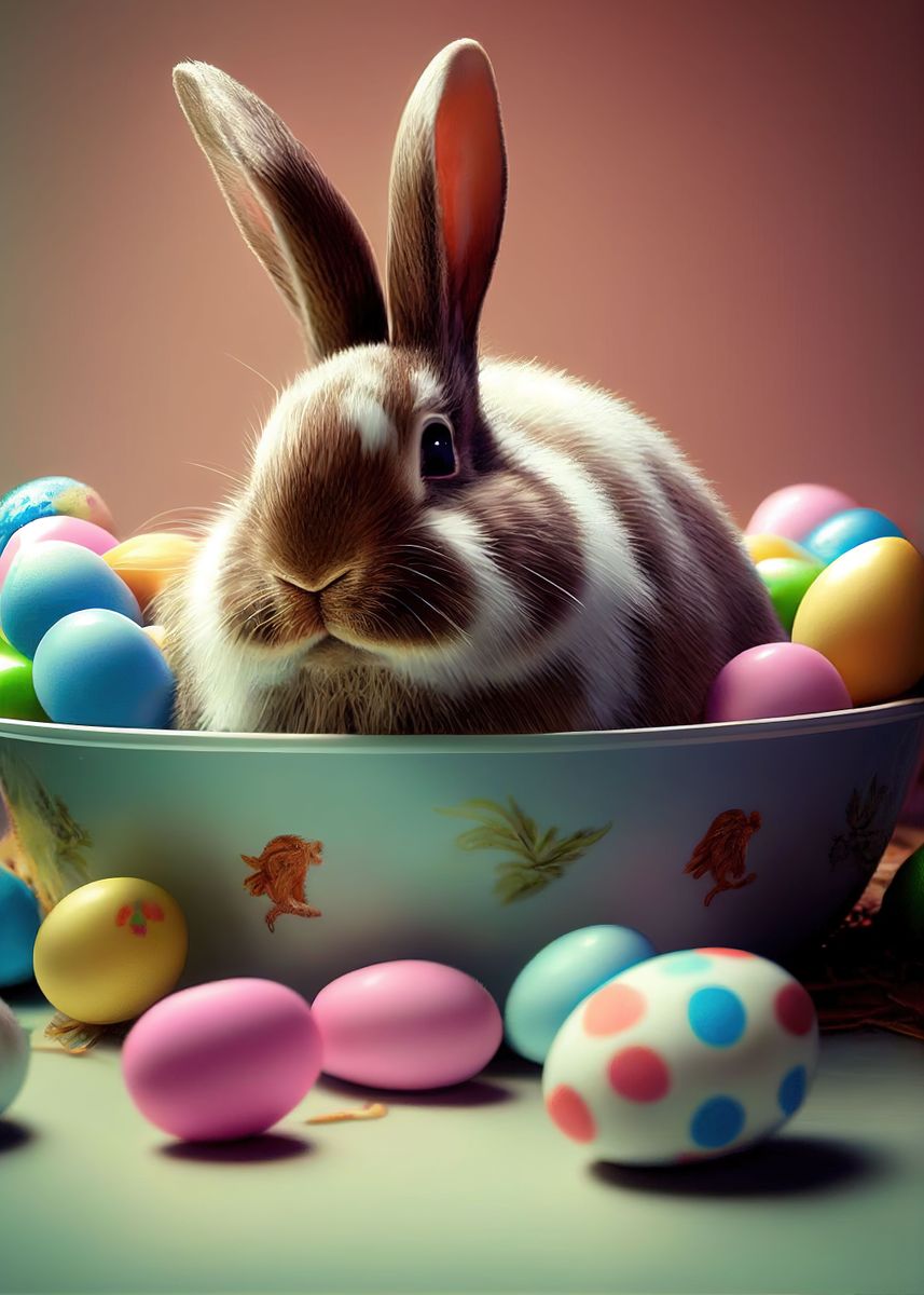 'Rabbit Easter Bunny Animal' Poster, picture, metal print, paint by ...