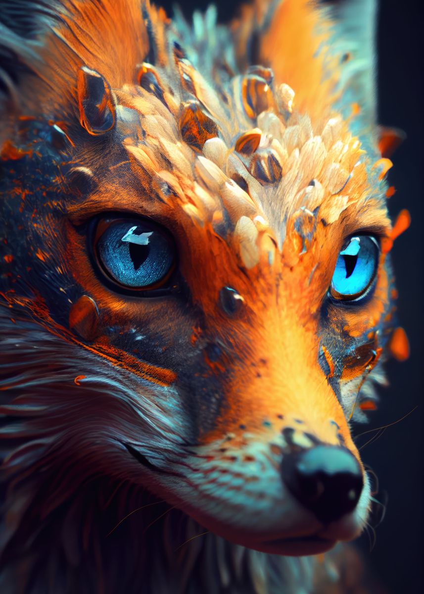 'The Fox Portrait' Poster, picture, metal print, paint by 21 MXM | Displate