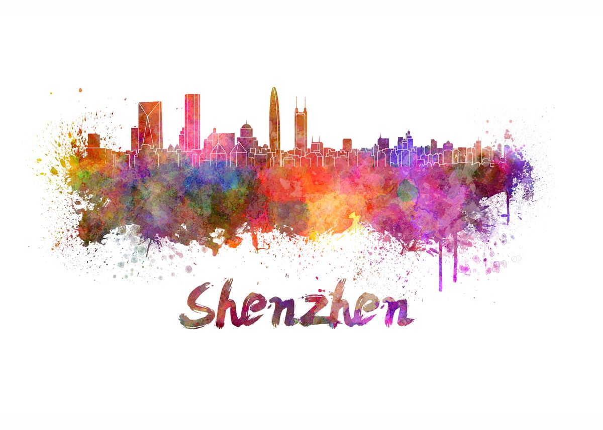 'Shenzhen skyline ' Poster by Cristina Romero | Displate
