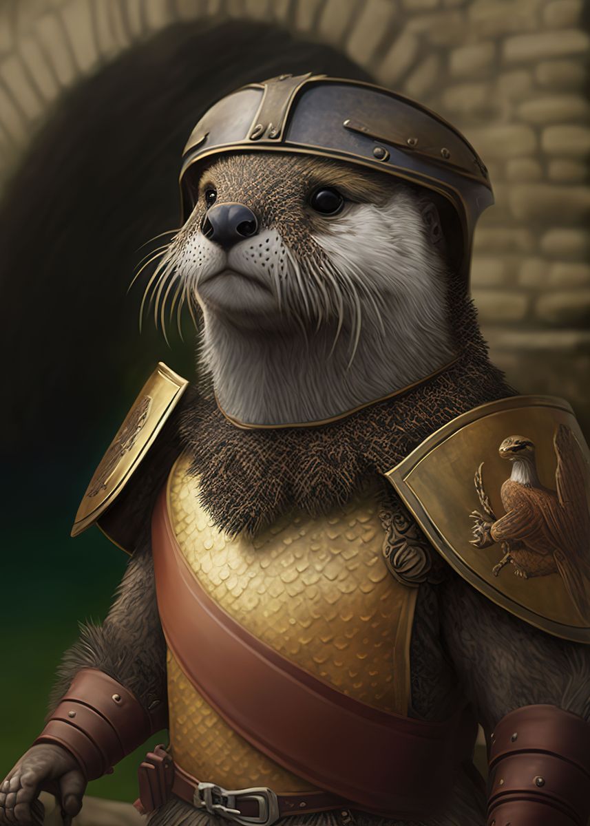 'Otter Warrior' Poster, picture, metal print, paint by Funny Game ...