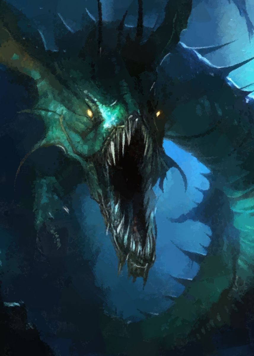 'Water dragon monster' Poster, picture, metal print, paint by Dark Zeka ...