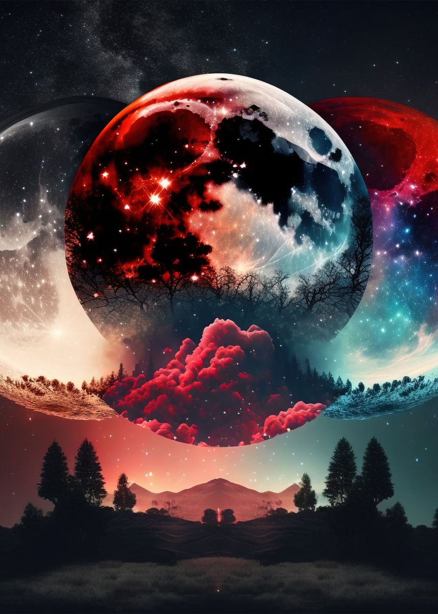 'Fantasy Enchanted Moon' Poster, picture, metal print, paint by Ali Ch ...