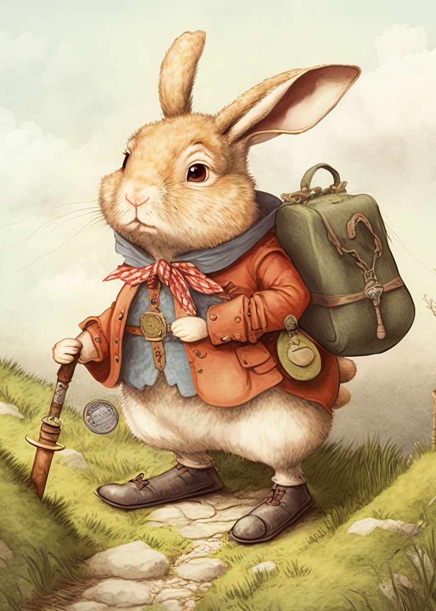 'Rabbit Adventurers Animal' Poster, picture, metal print, paint by ...