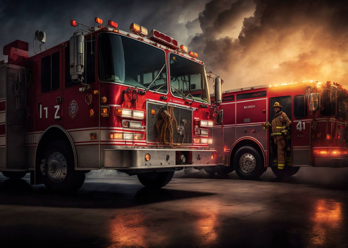 'Fire Engine Emergency' Poster by Stephen Bredenkamp | Displate