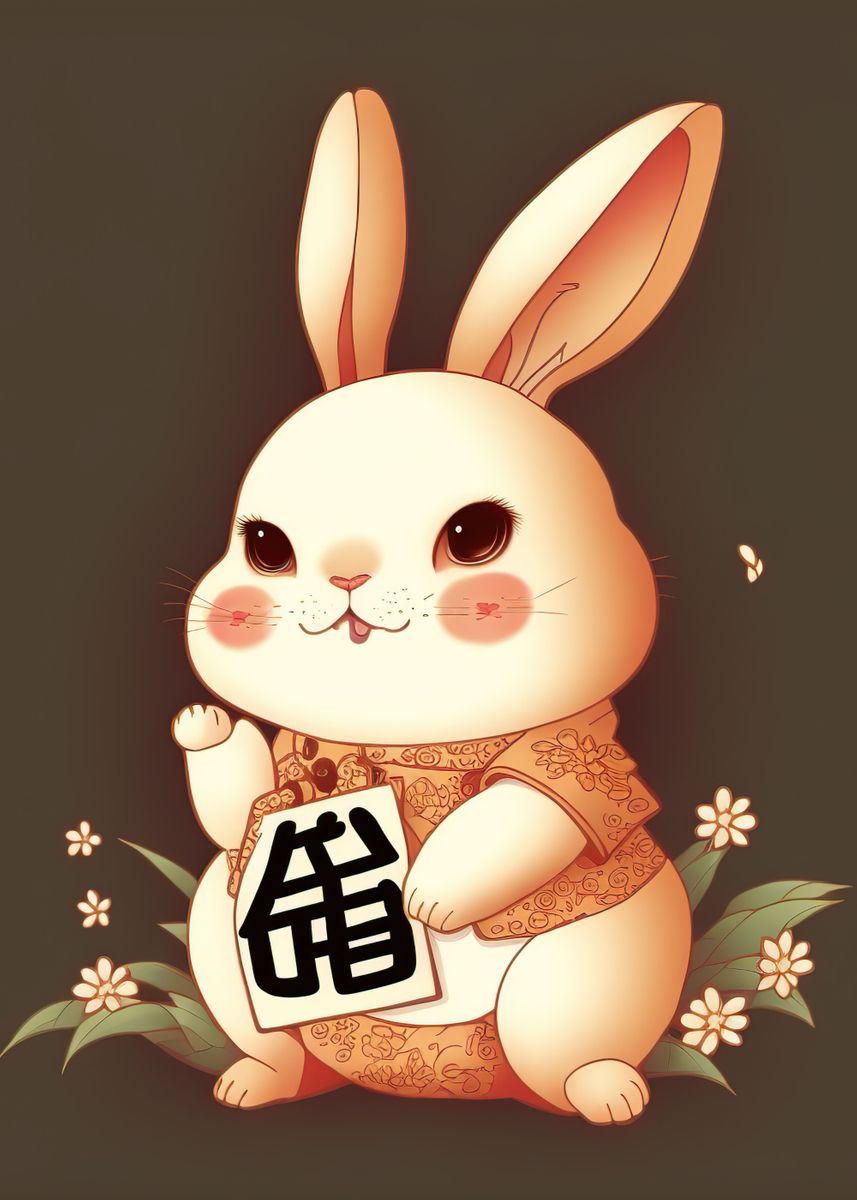 'Rabbit Japan Cute ' Poster, picture, metal print, paint by Desiree ...