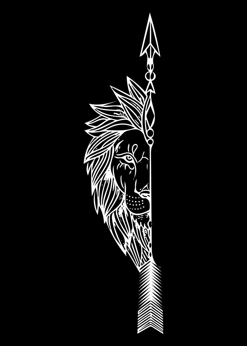 'Lion Partner Line Art' Poster, picture, metal print, paint by Chris ...