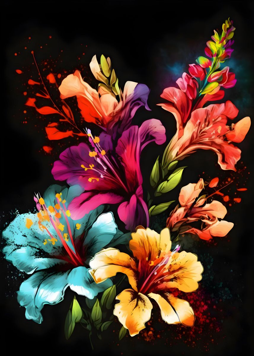 'Colorful Flowers 690' Poster, picture, metal print, paint by Jamestar ...