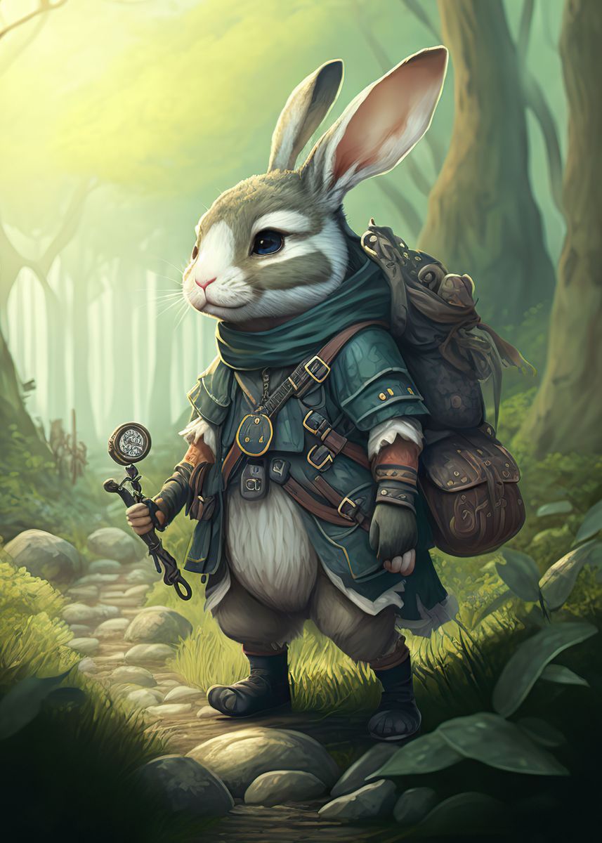 'Rabbit Adventurers Animal' Poster, picture, metal print, paint by ...
