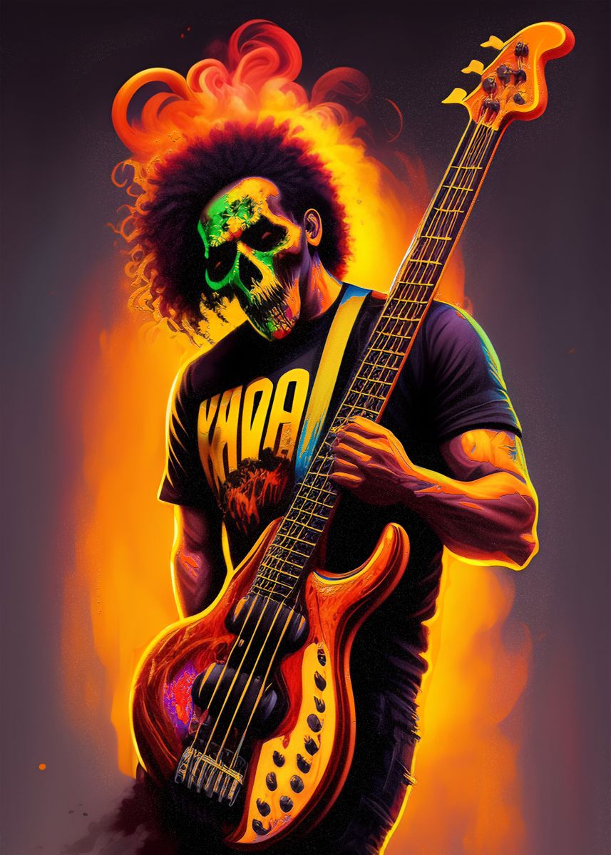 'textured monter guitar' Poster, picture, metal print, paint by ...