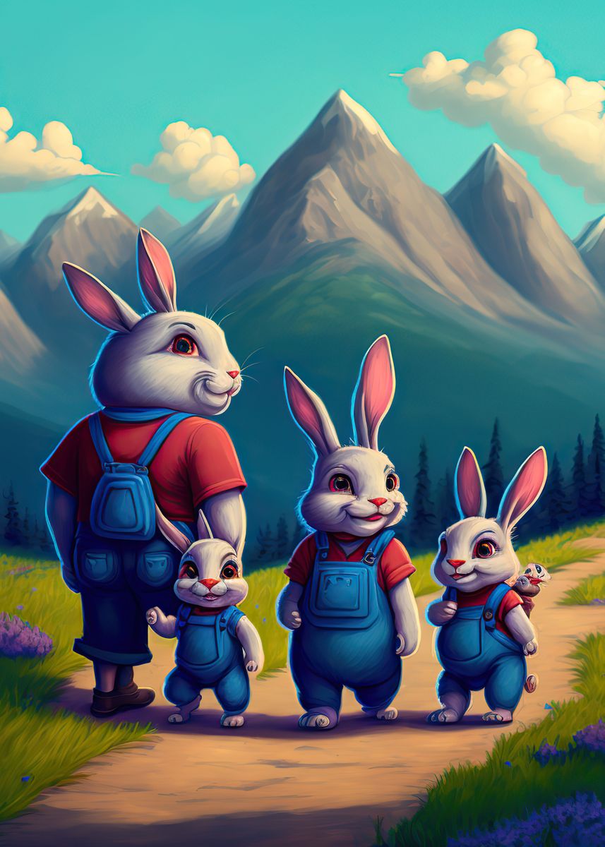 'Rabbit Adventurers Animal' Poster, picture, metal print, paint by ...
