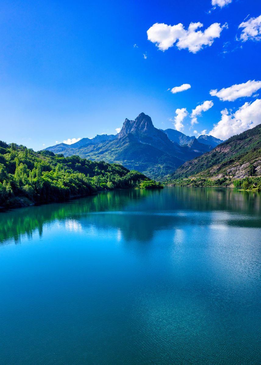 'Lake landscape calm blue' Poster, picture, metal print, paint by Vicen ...