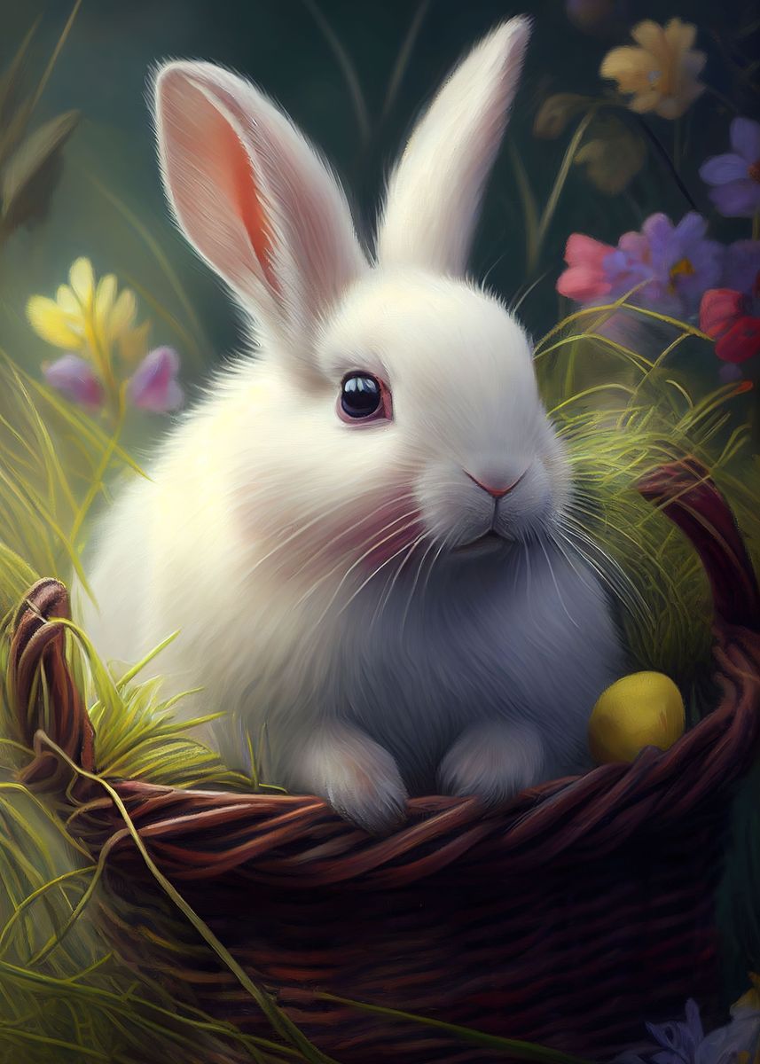 'Cute Rabbit Forest Animal' Poster, picture, metal print, paint by ...
