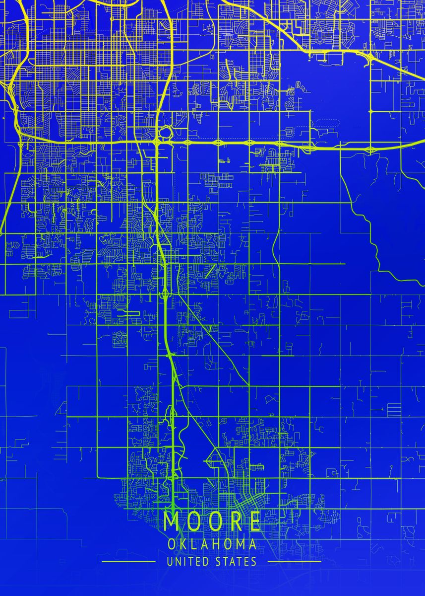 'Moore USA City Map' Poster, picture, metal print, paint by Gigi Bgm ...