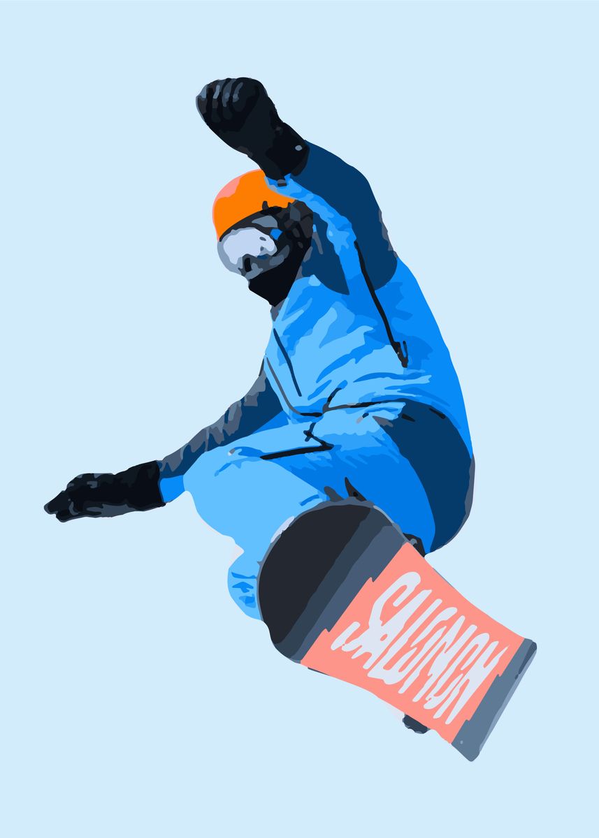 'Snowboard Jump Sky' Poster, picture, metal print, paint by Minarte ...
