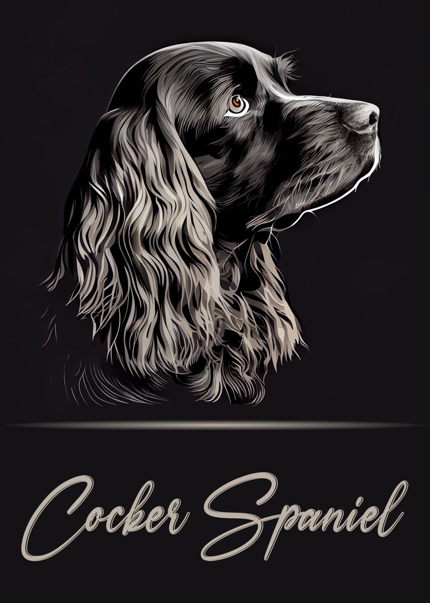 'Cocker Spaniel Portrait' Poster, picture, metal print, paint by Artistic Paradigms | Displate