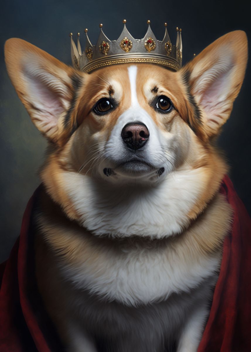'King Corgi' Poster, picture, metal print, paint by Creative YS | Displate