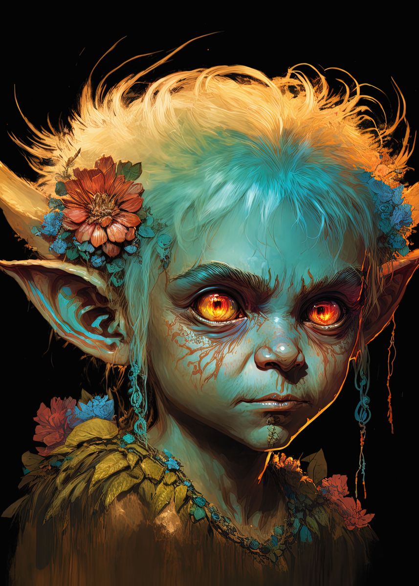 'A wise elf magical Goblin' Poster, picture, metal print, paint by ...