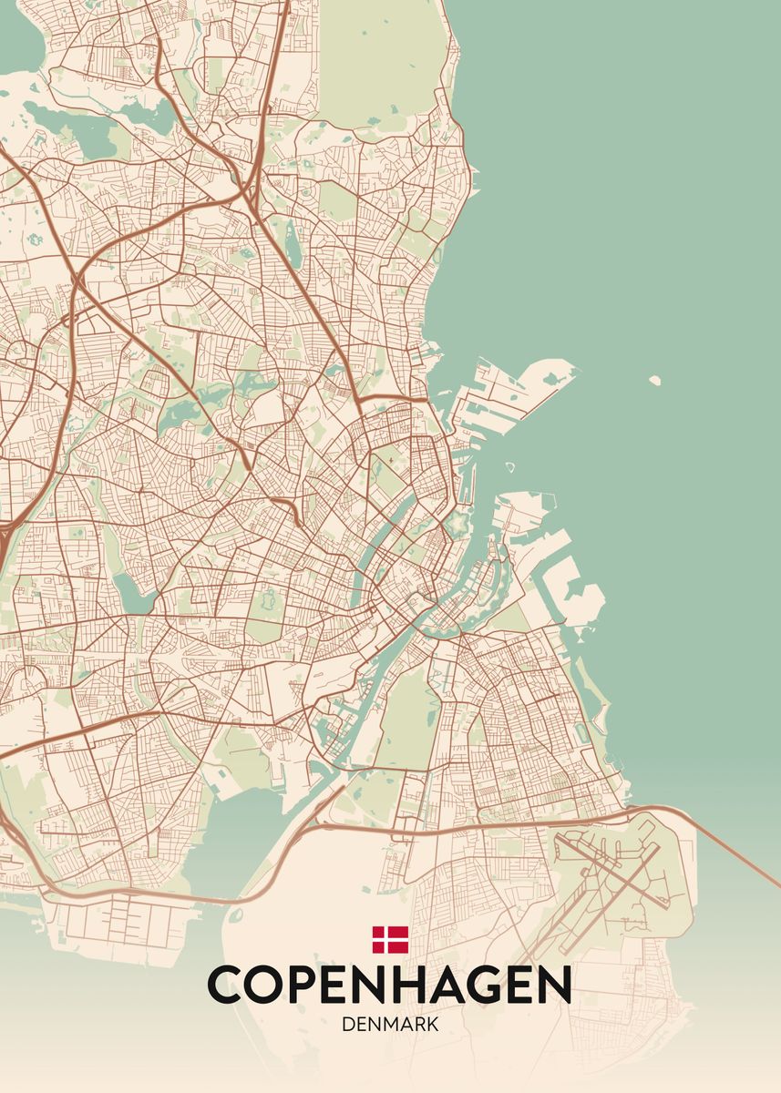 'Copenhagen DK' Poster, picture, metal print, paint by IMR Designs ...