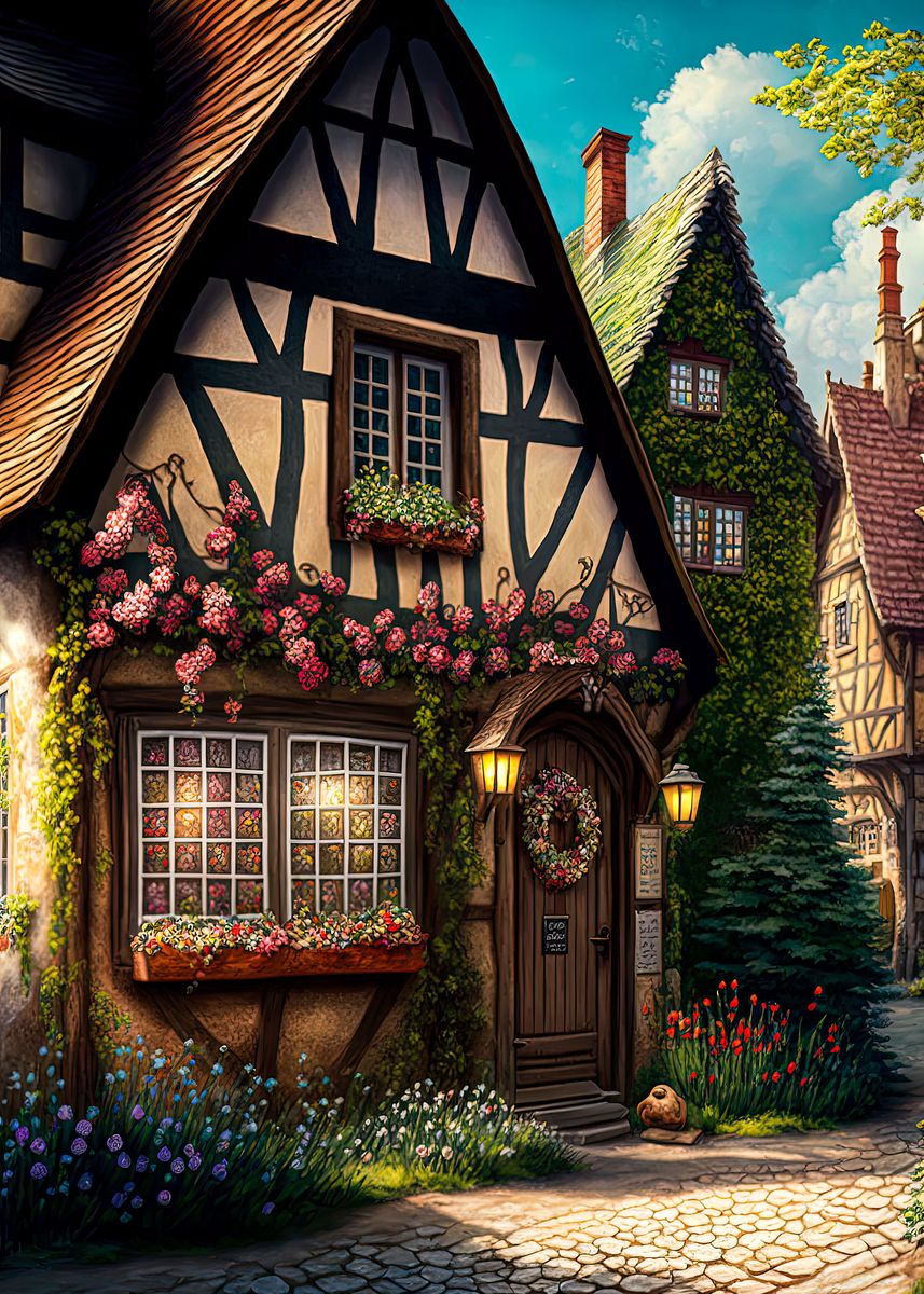 'Cozy Fairy House' Poster, picture, metal print, paint by AlekSunDoor ...