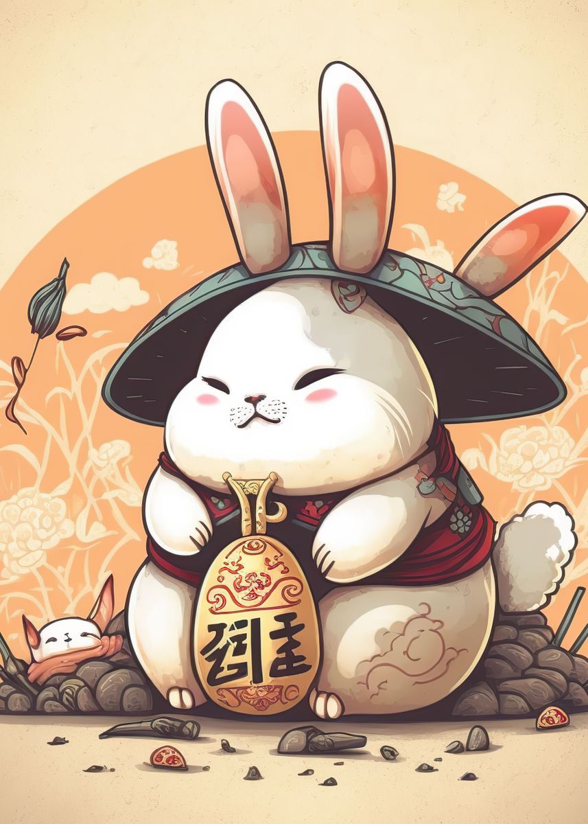 'Rabbit Japan Cute ' Poster, picture, metal print, paint by Desiree ...