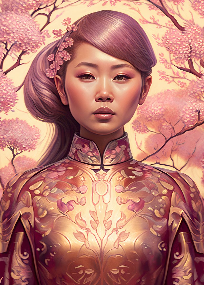 'Geisha with flowers' Poster, picture, metal print, paint by Graphic ...