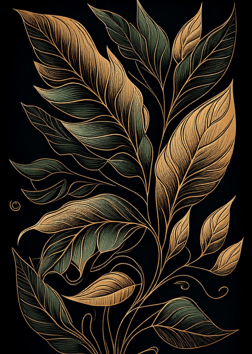 'Leaves in Dusk' Poster, picture, metal print, paint by Hazzo Design ...
