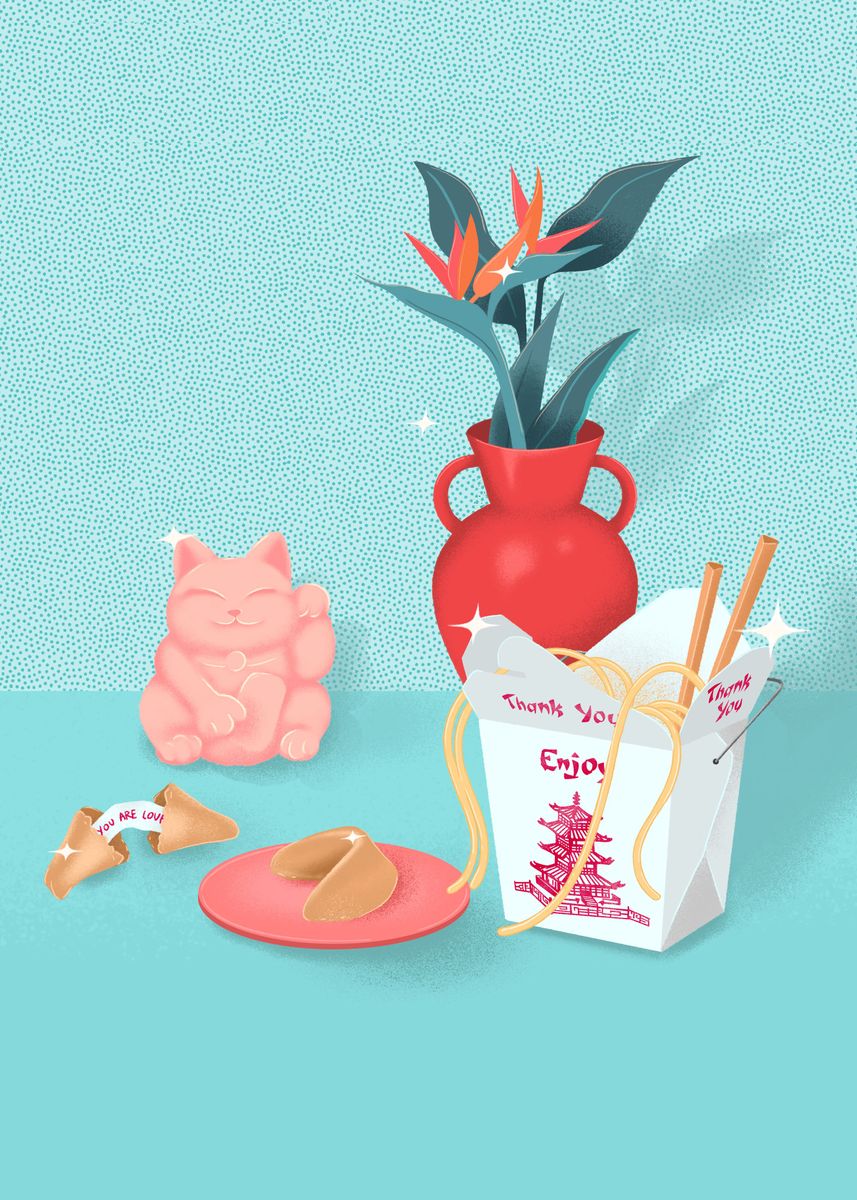 'Chinese Food Noddle' Poster, picture, metal print, paint by NIZAM KHAN ...