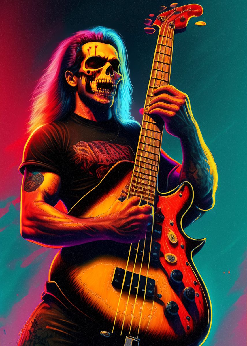 'textured monter guitar' Poster, picture, metal print, paint by ...