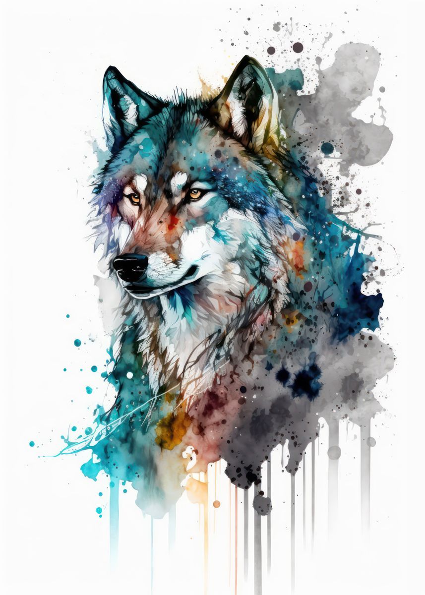 'Wolf Watercolor' Poster, picture, metal print, paint by Usama Design ...