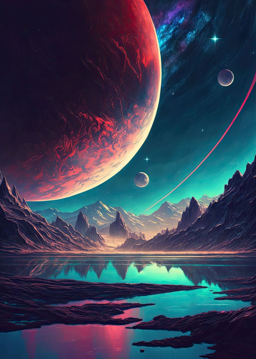 'Red Planet Rising' Poster, picture, metal print, paint by FL ART ...