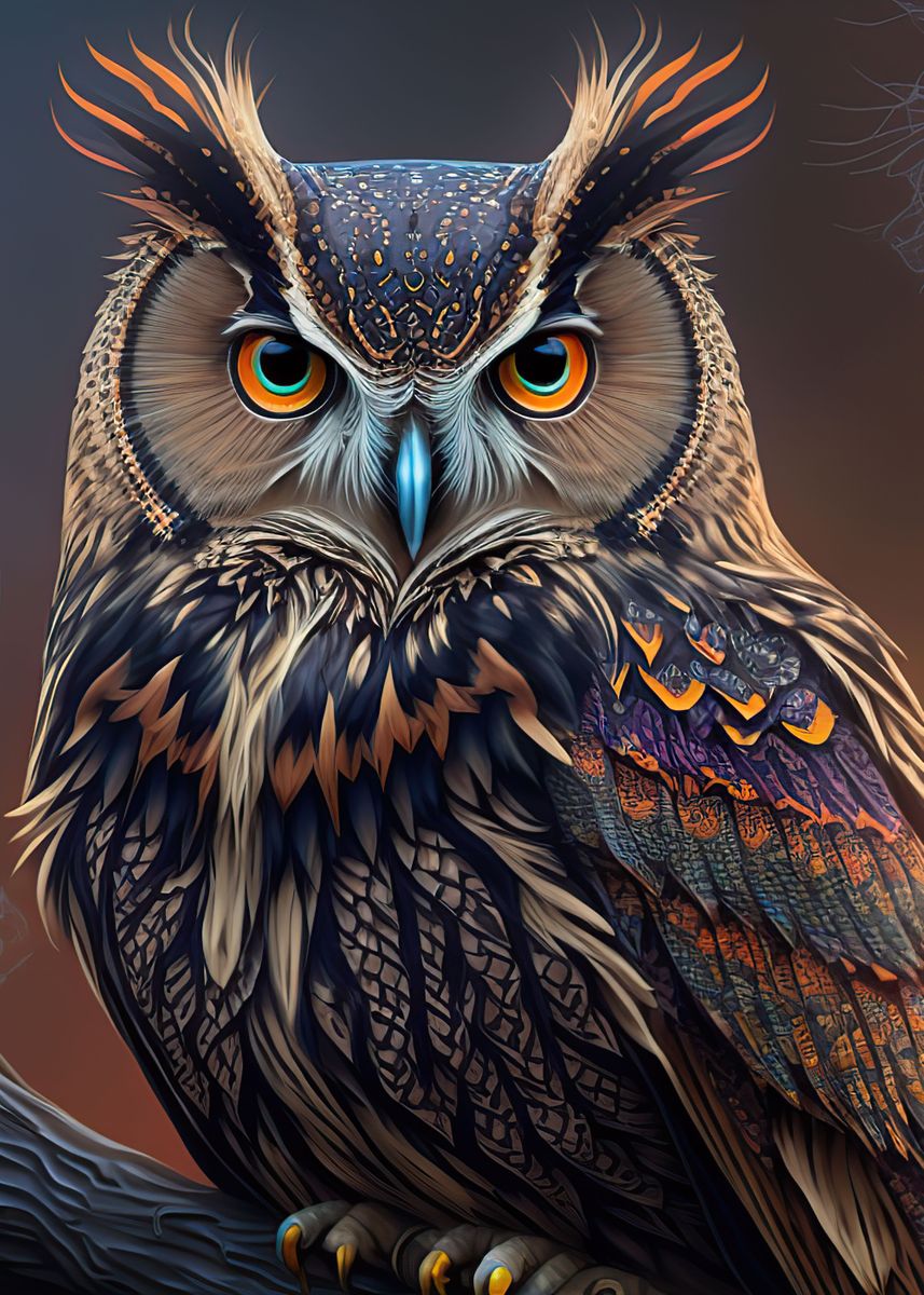 'Owl Animal ' Poster, picture, metal print, paint by Siobhan Lamb ...